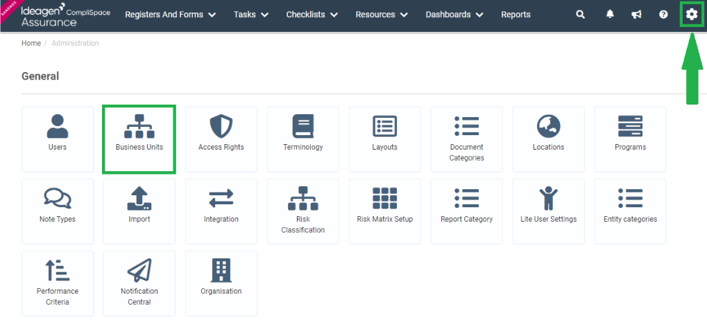 How to Create Business Units in Assurance – CompliSpace