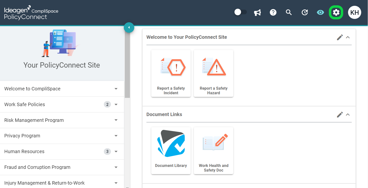Export multiple pages with or without context keys highlighted from 'Content Admin' – CompliSpace
