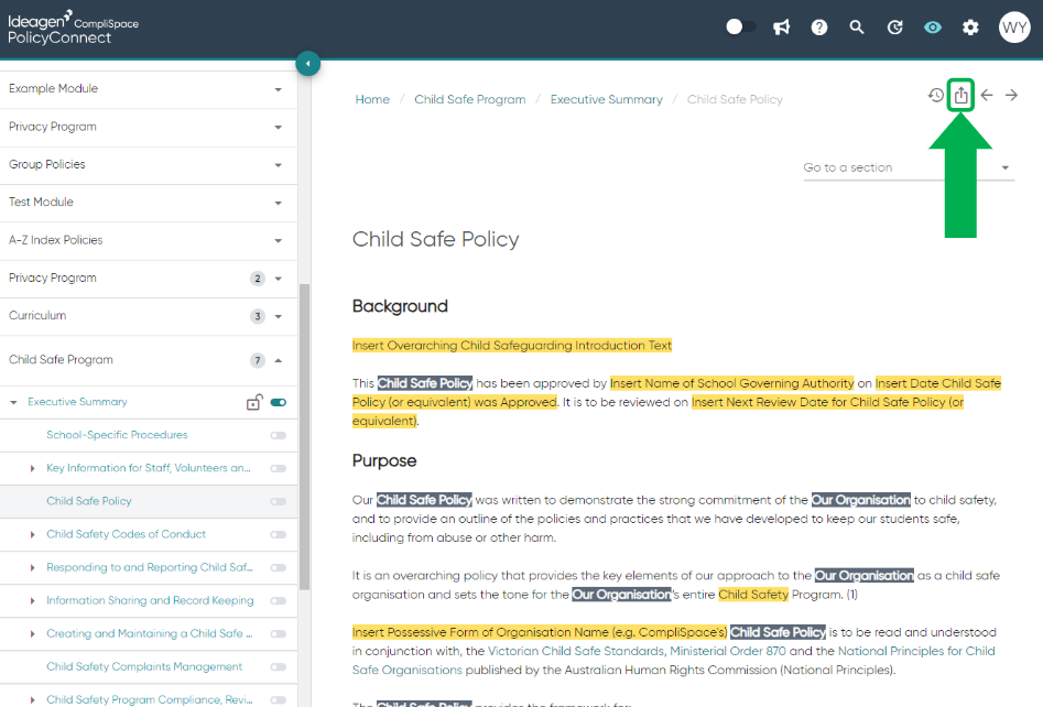 Exporting an Entire Module – CompliSpace