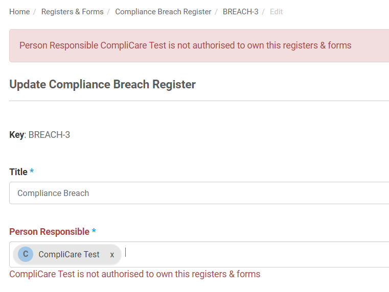 Setting a register template as Super Sensitive – CompliSpace