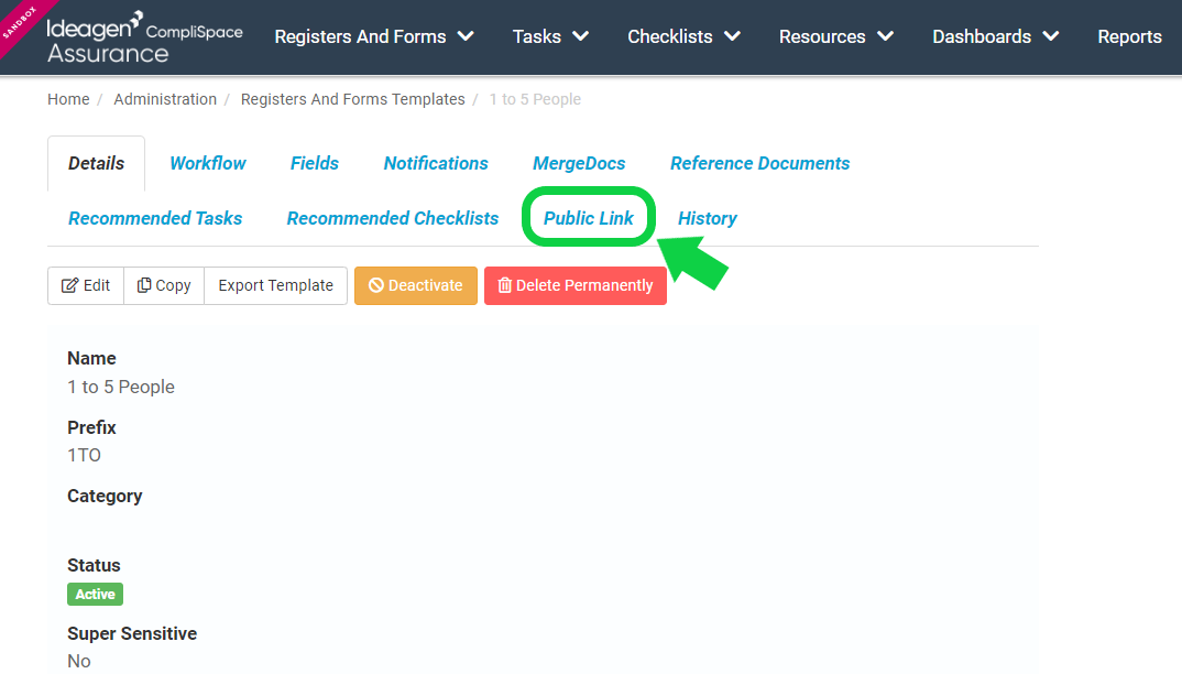 Creating a QR code for a public link form in Assurance – CompliSpace