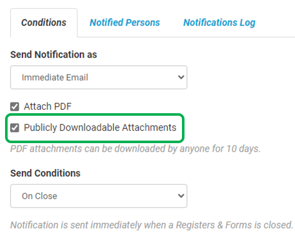 Managing conditional notifications for registers and forms in Assurance – CompliSpace