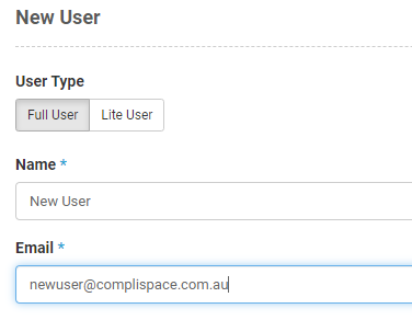 Creating a new user in Assurance – CompliSpace