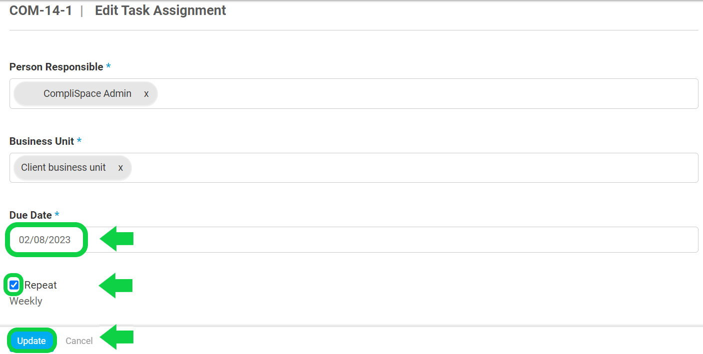 How to Edit Task/Action Assignment Due Dates in Assurance – CompliSpace